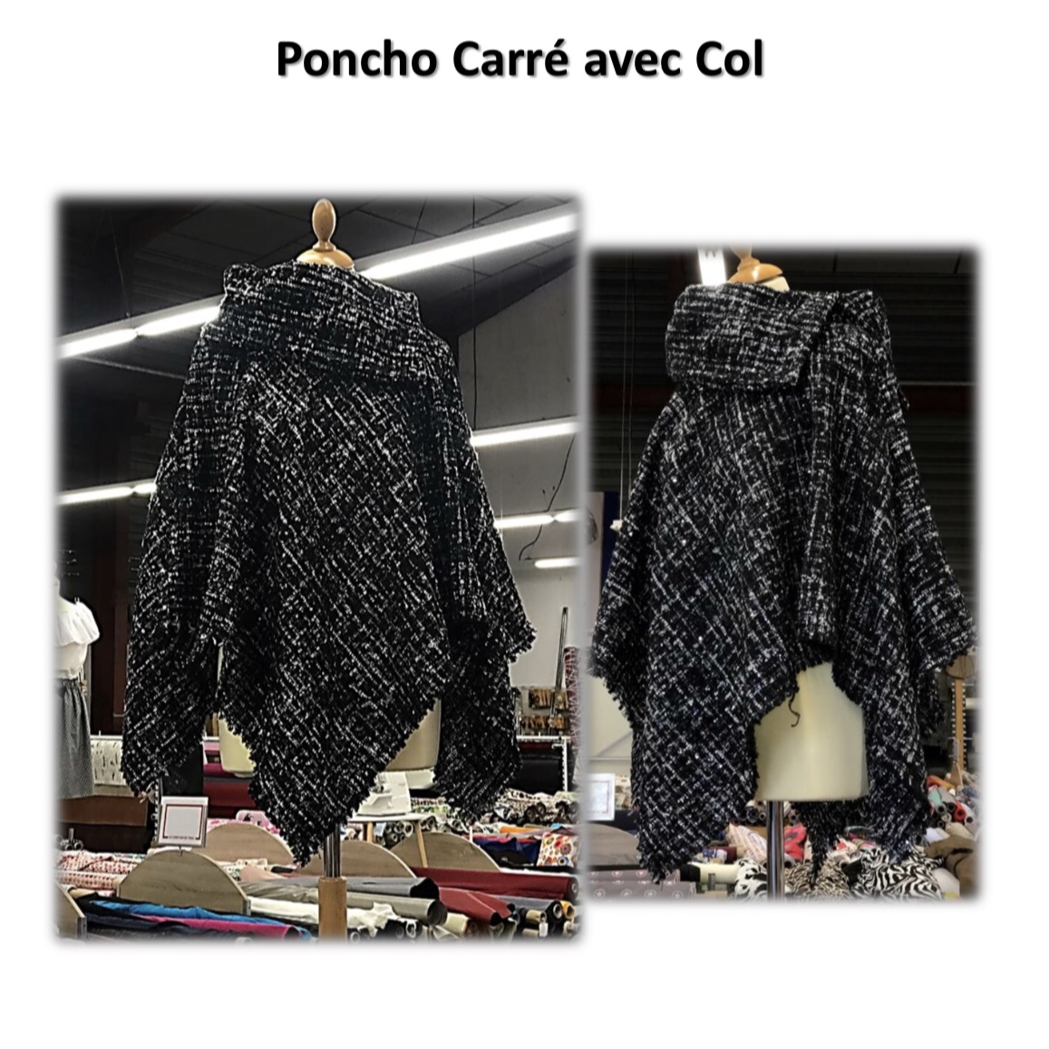 Poncho carré avec Col - Pop Couture